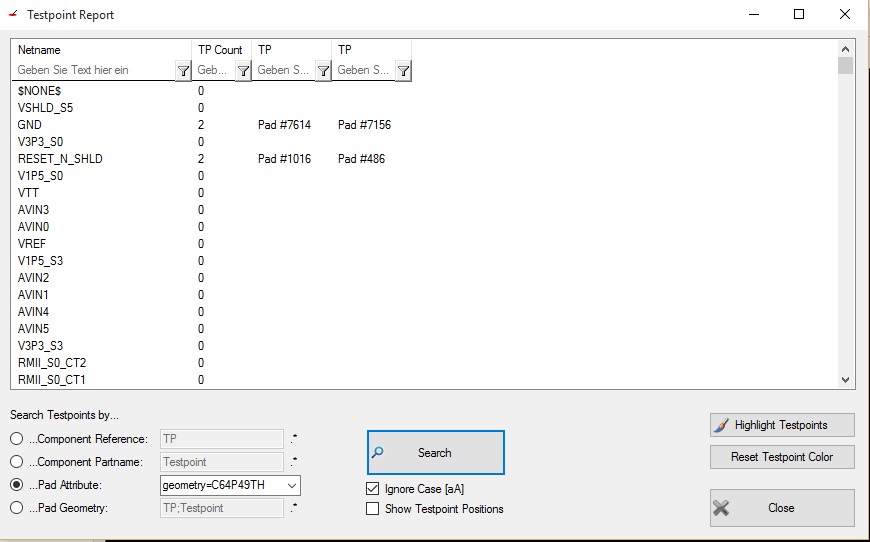 Testpoint Report | PCB-Investigator